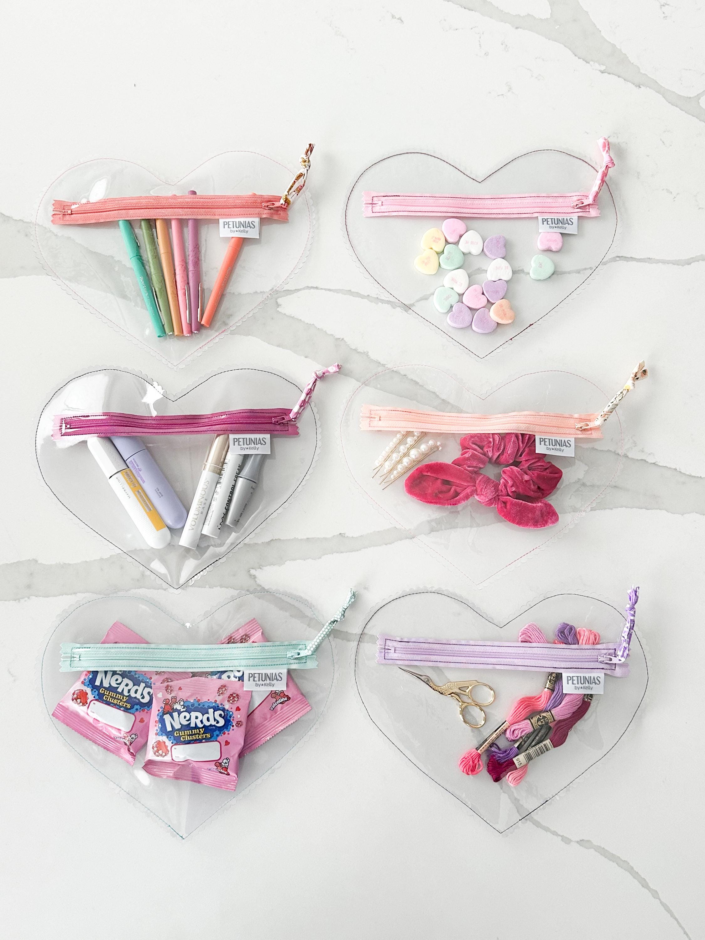 Clear Heart Zipper Pouch: Jelly Vinyl Cosmetic Travel Bag - Etsy
