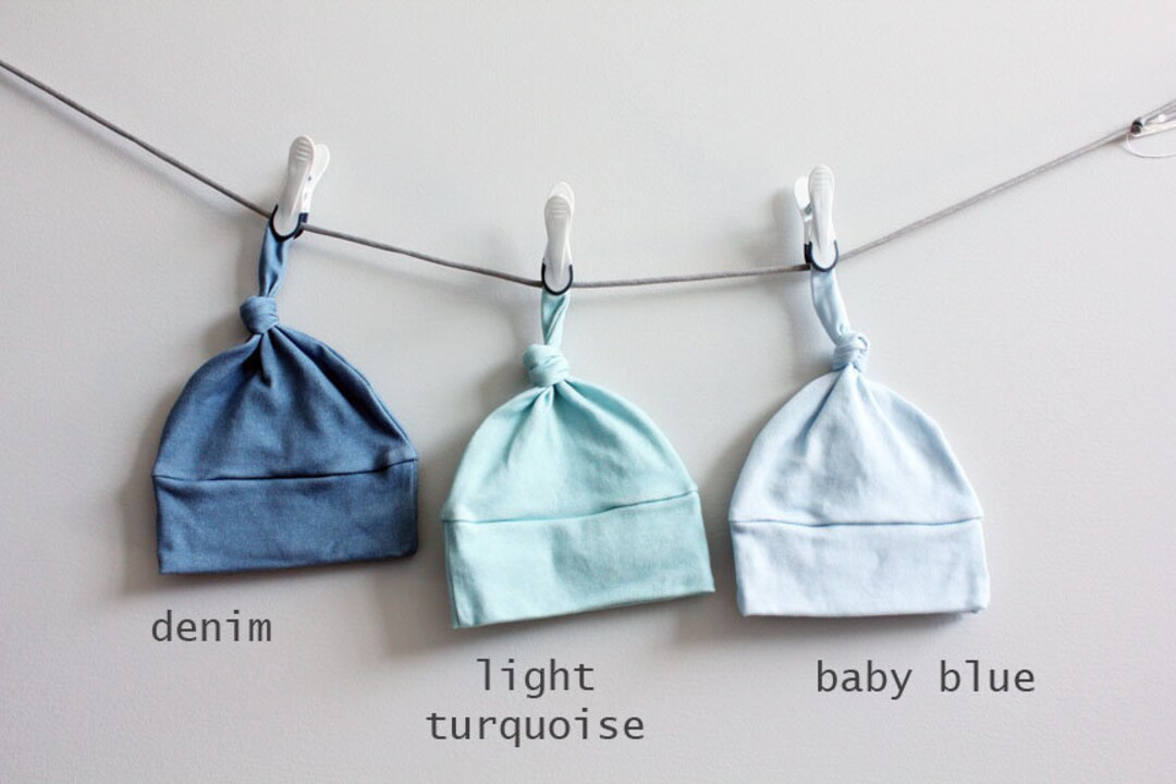 Baby Hat Solid Color Blue Turquoise Organic Knot PETUNIAS Modern ...