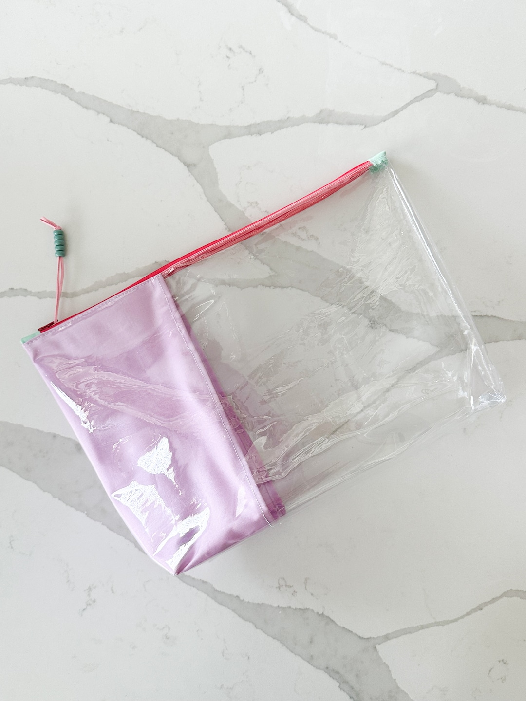 Stylish Clear Zipper Pouch | Transparent Vinyl Bag With Fun Fabric Trim ...