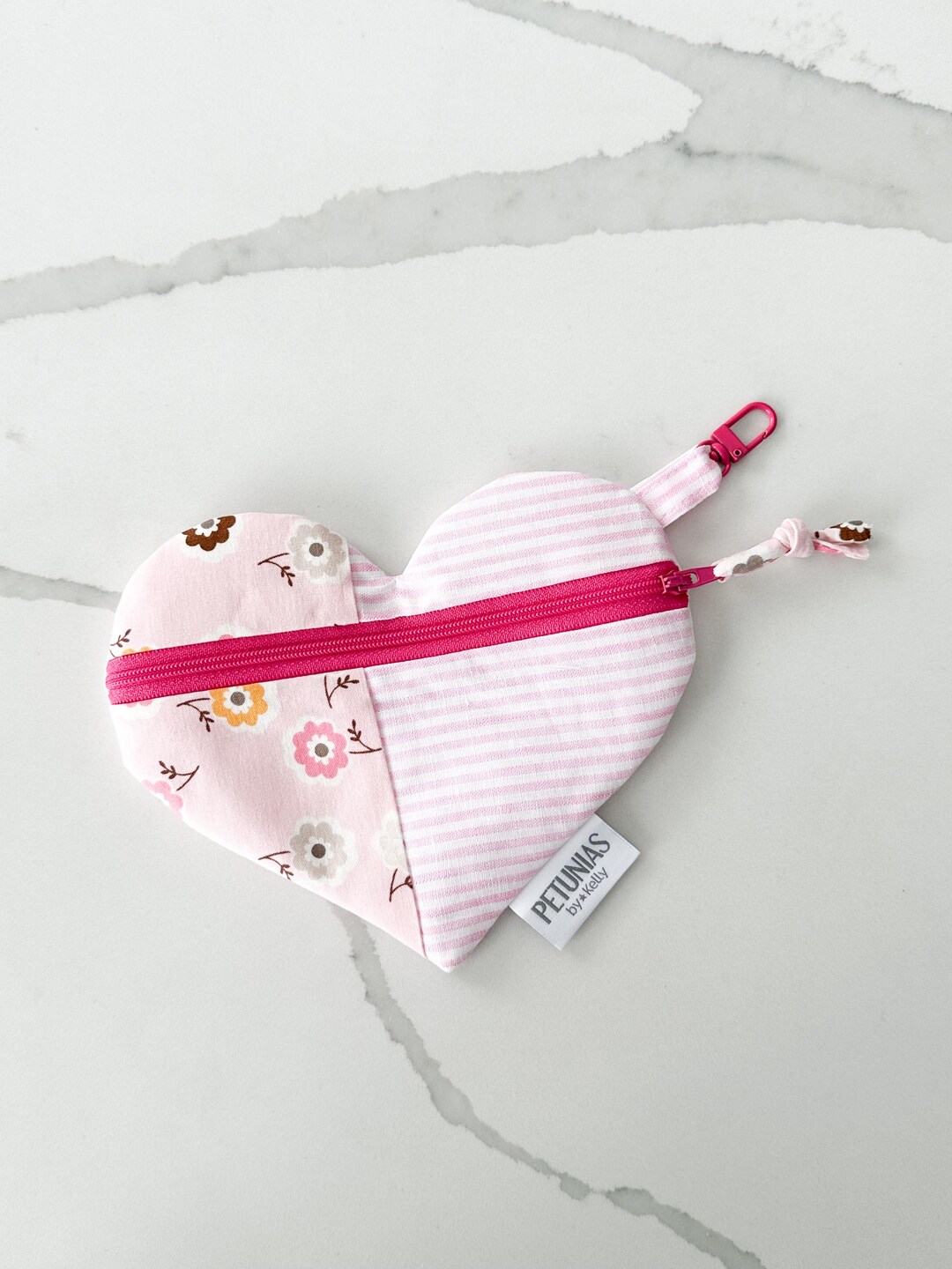Heart Shape Zipper Pouch the ICKY Bag Wetbag PETUNIAS by Kelly Pink ...
