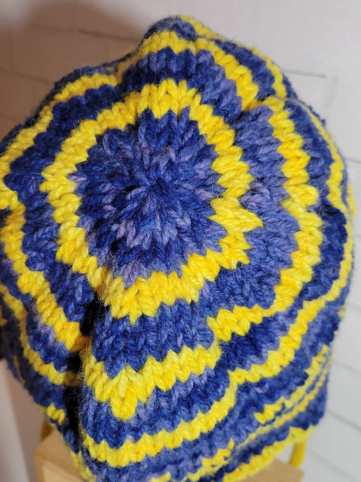 Large Helmet Style Blue and Yellow Earflap Hat - Etsy