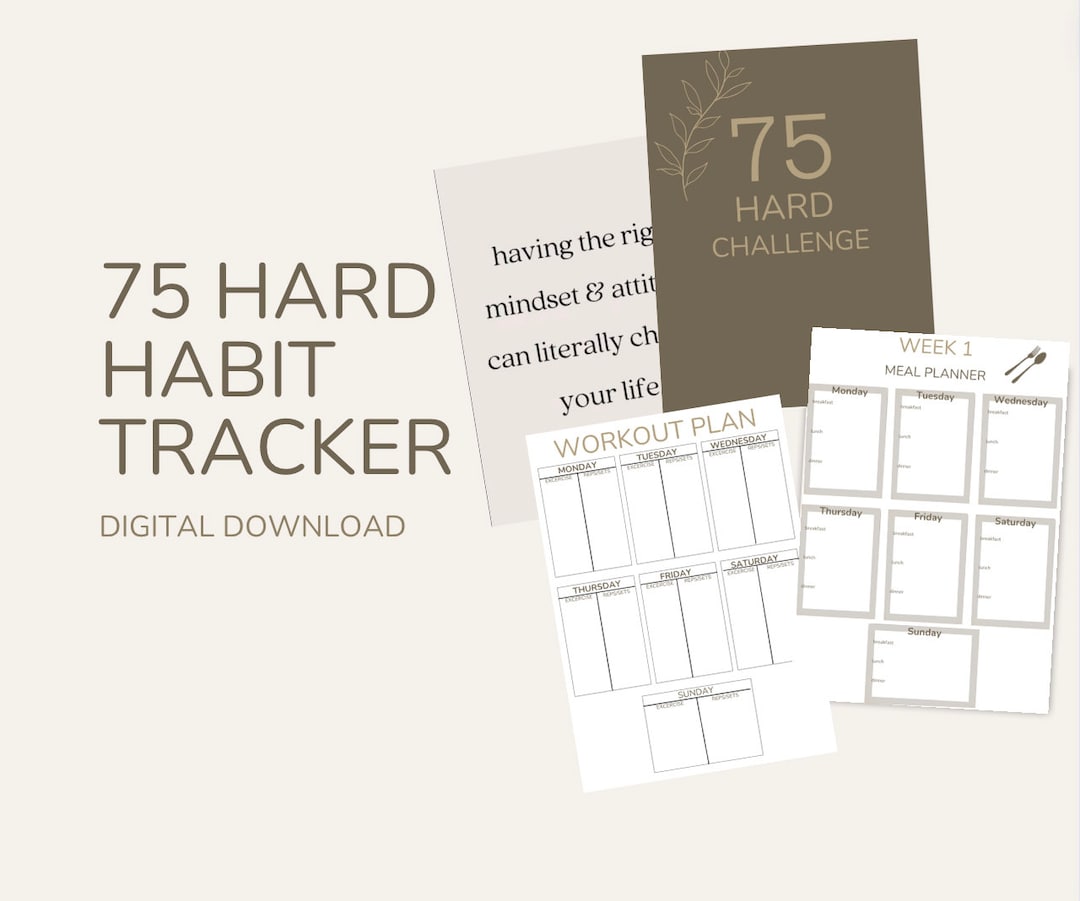 The 75 Hard Challenge Habit Tracker, Ultimate Fitness Tracker ...