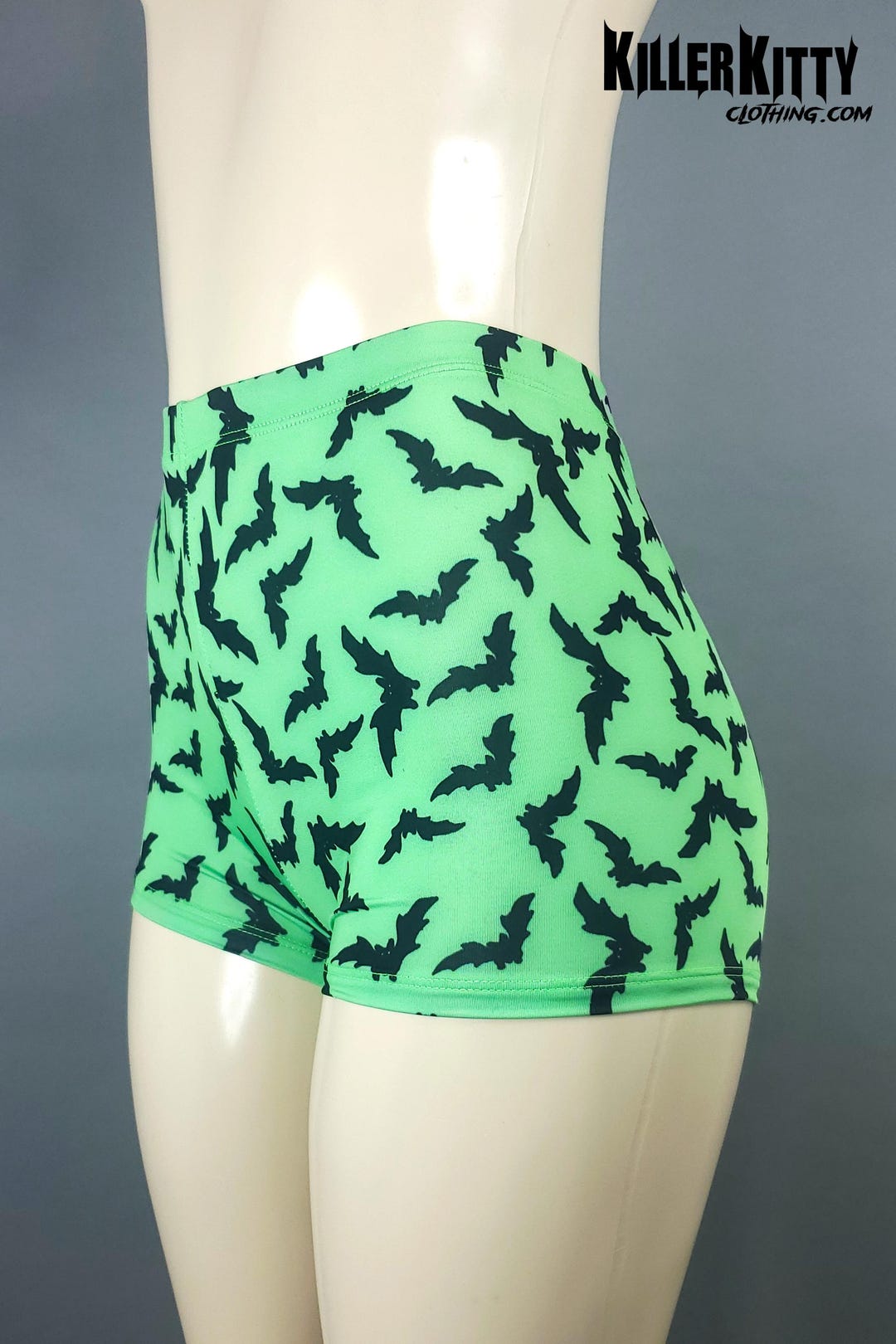 Neon Green Bats Booty Shorts Horror Goth Pole Dancing Roller Derby Rave ...