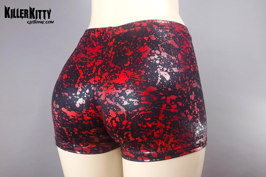 Blood Splatter Metallic Booty Shorts Roller Derby Horror Halloween Goth ...