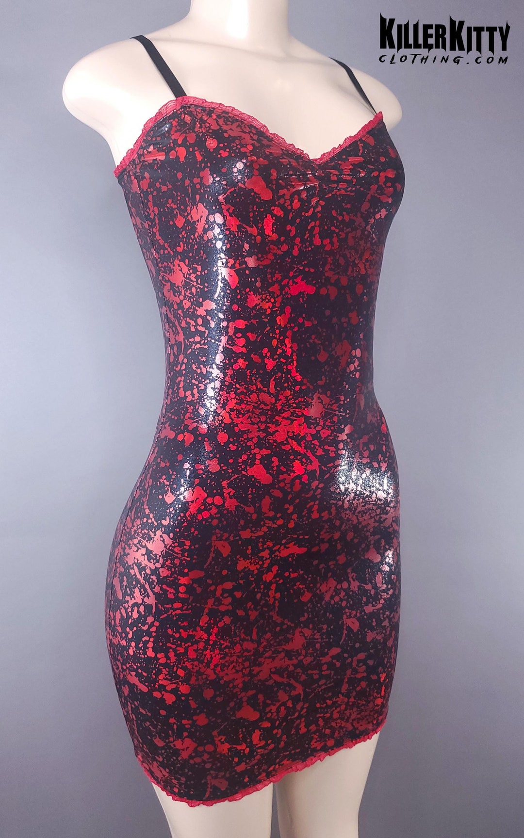 Blood Splatter Bodycon Sweetheart Horror Dress Halloween Party Goth ...
