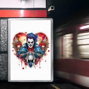 Joker Inside a Heart Clipart, Archivo JPG, Arte Imprimible De Papel ...