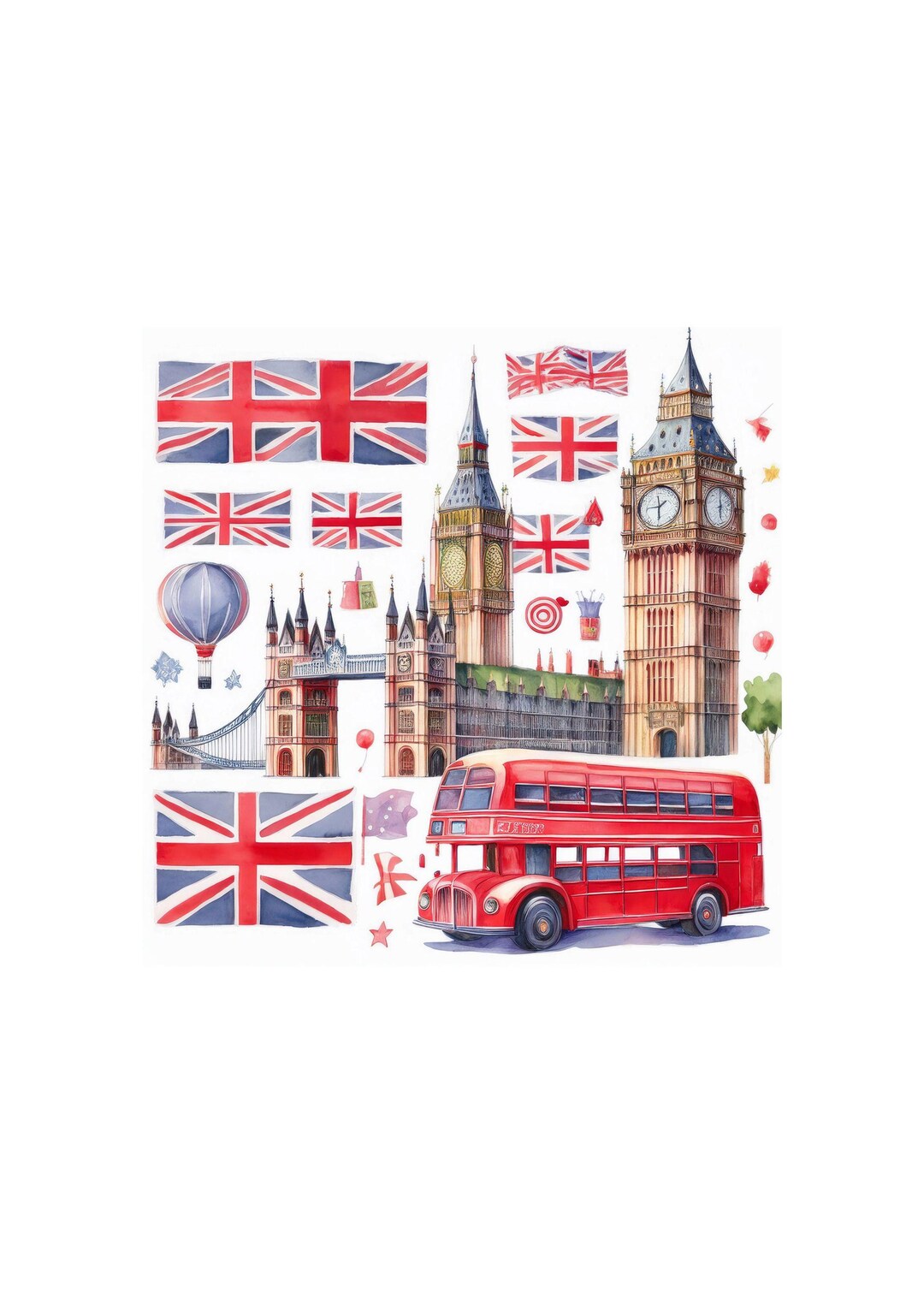 Image of Iconic Symbols of London, Archivo JPG, Arte De Papel ...