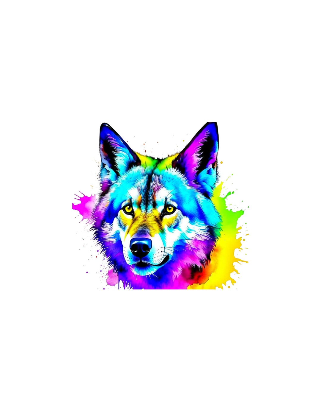 Imagen Prediseñada De Lobo Colorido, Clipart Lobo, Descarga Instantánea ...