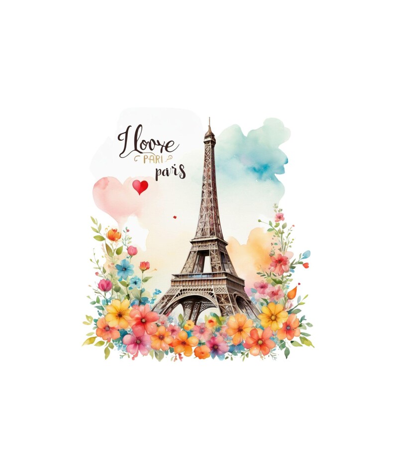 Clipart Eiffel Tower With Flowers, Archivo De Calidad JPG, Monumentos ...