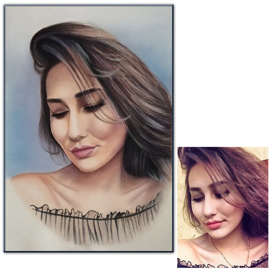 100% Handmade Portrait From a Photo, Portrait for a Girl, Wedding Gift ...