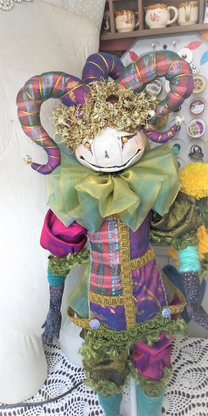 Halloween DIY Pumpkin Head Jester Online Class Workshop Jack | Etsy