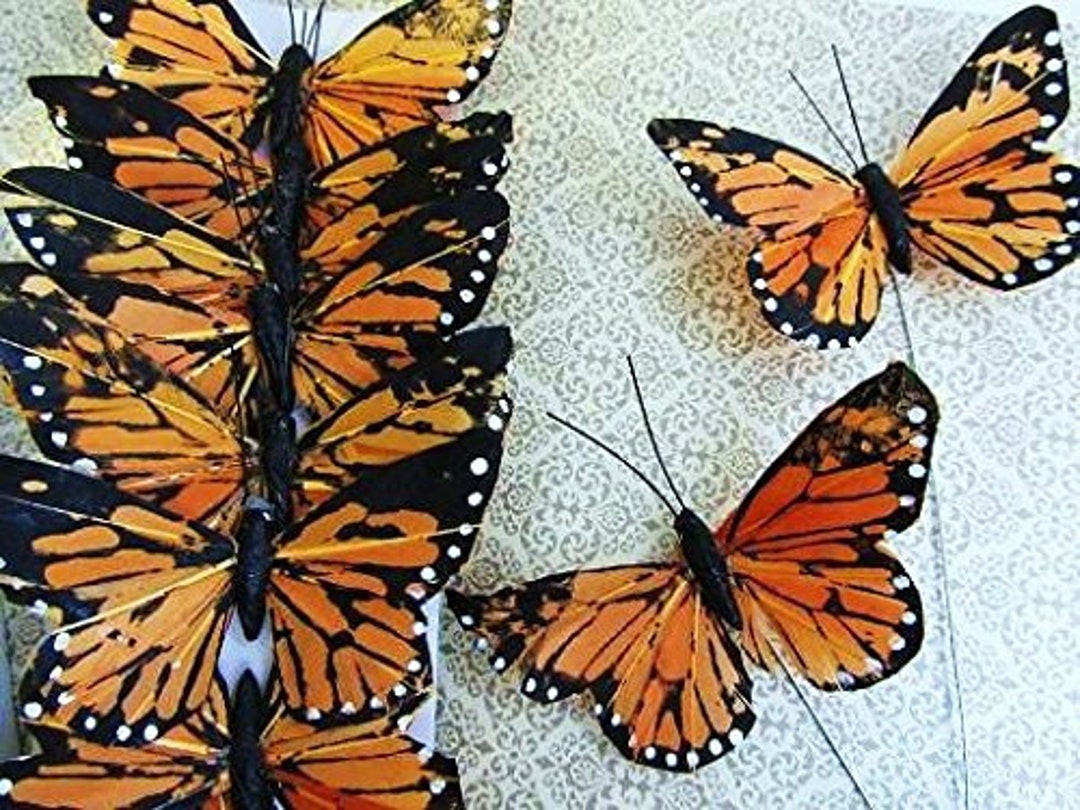 12pc Classic Monarch Butterfly With Wire 2” Floral Arrangement US ...