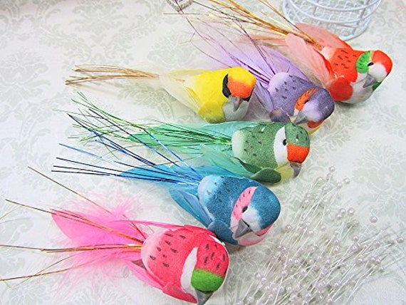 12pc Asssorted Foam Birds Floral Decoration With Feather | Etsy