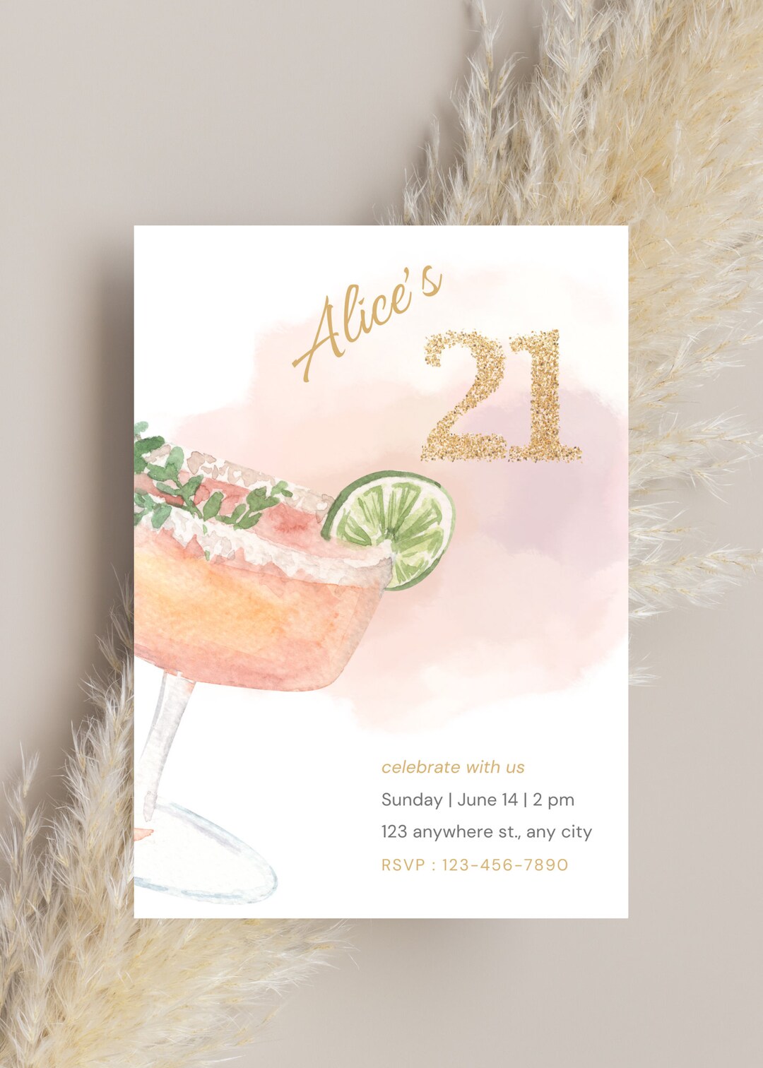 21st Birthday Invitation Bundle Customisable Invitation, Gift Tag ...