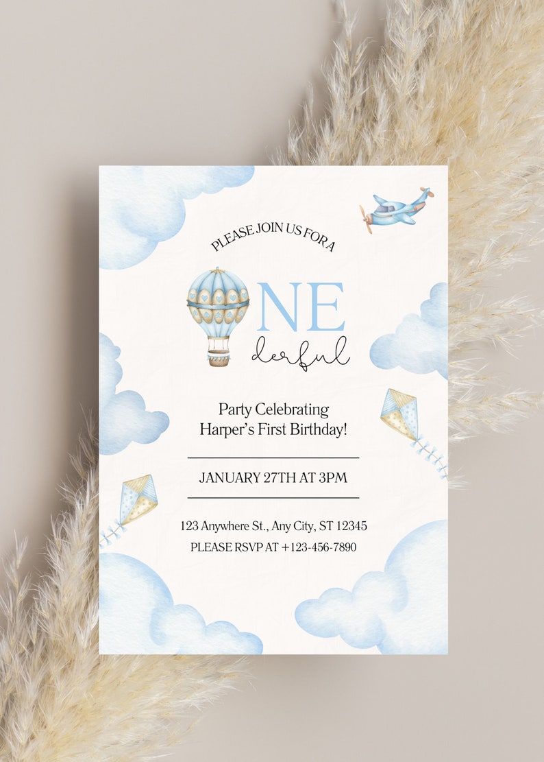 Sky Theme Birthday Invitation Customisable Invitation, Suitable for ...