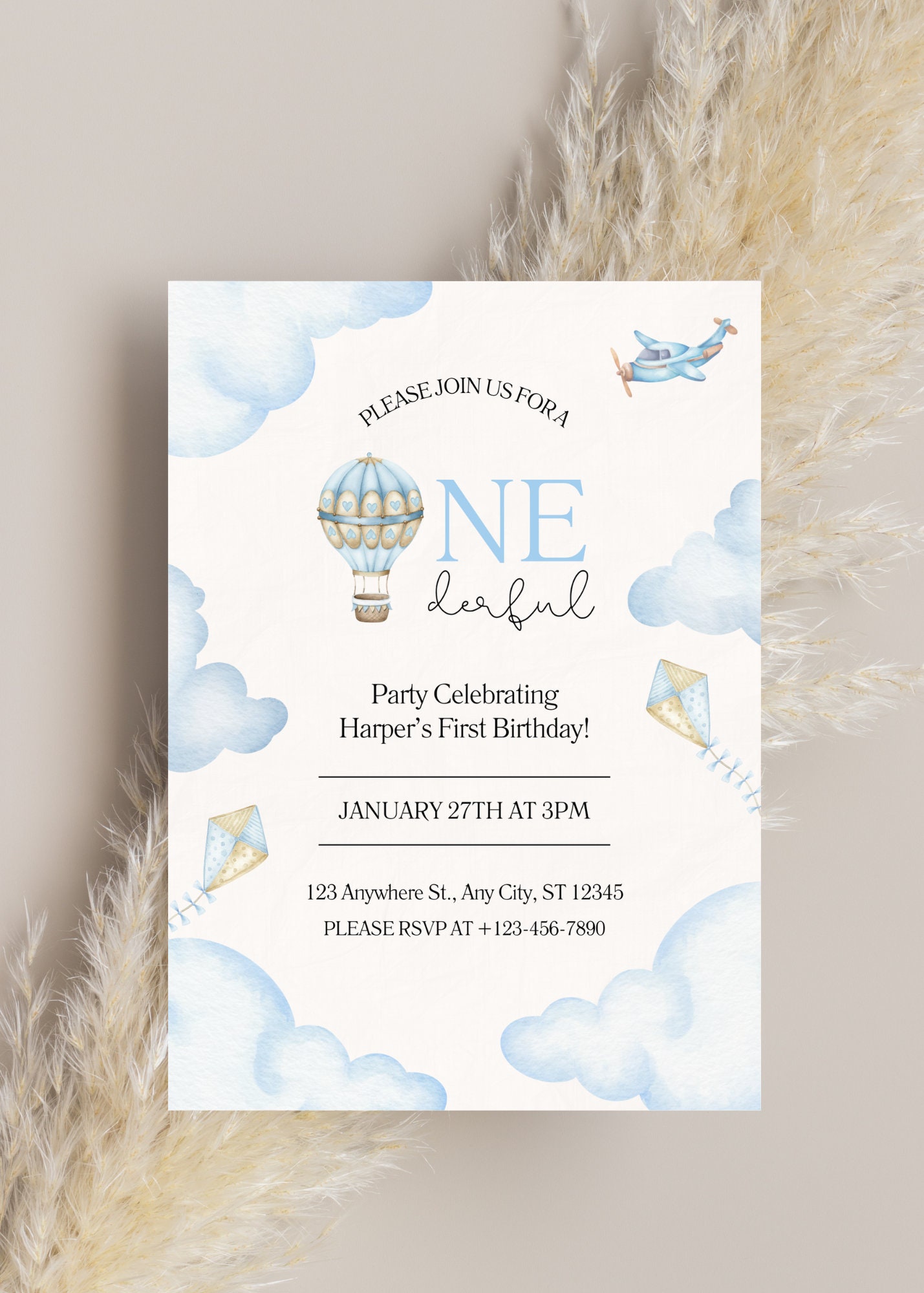 Sky Theme Birthday Invitation Customisable Invitation, Suitable for ...