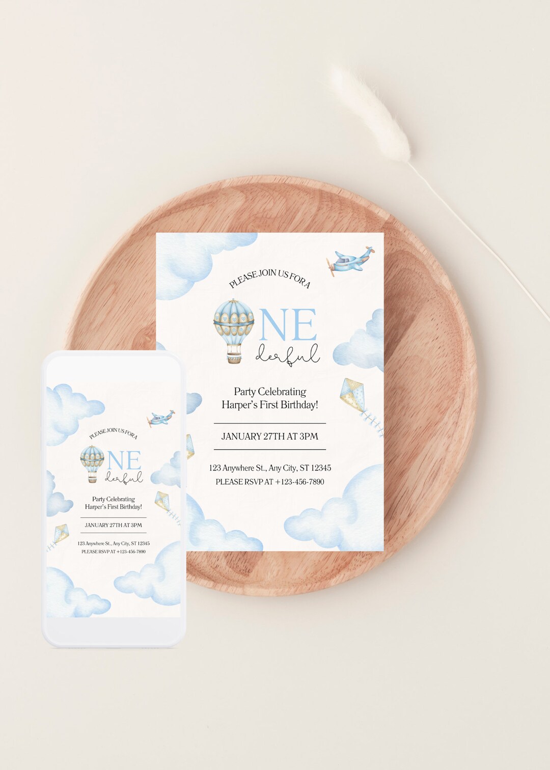 Sky Theme Birthday Invitation Customisable Invitation, Suitable for ...