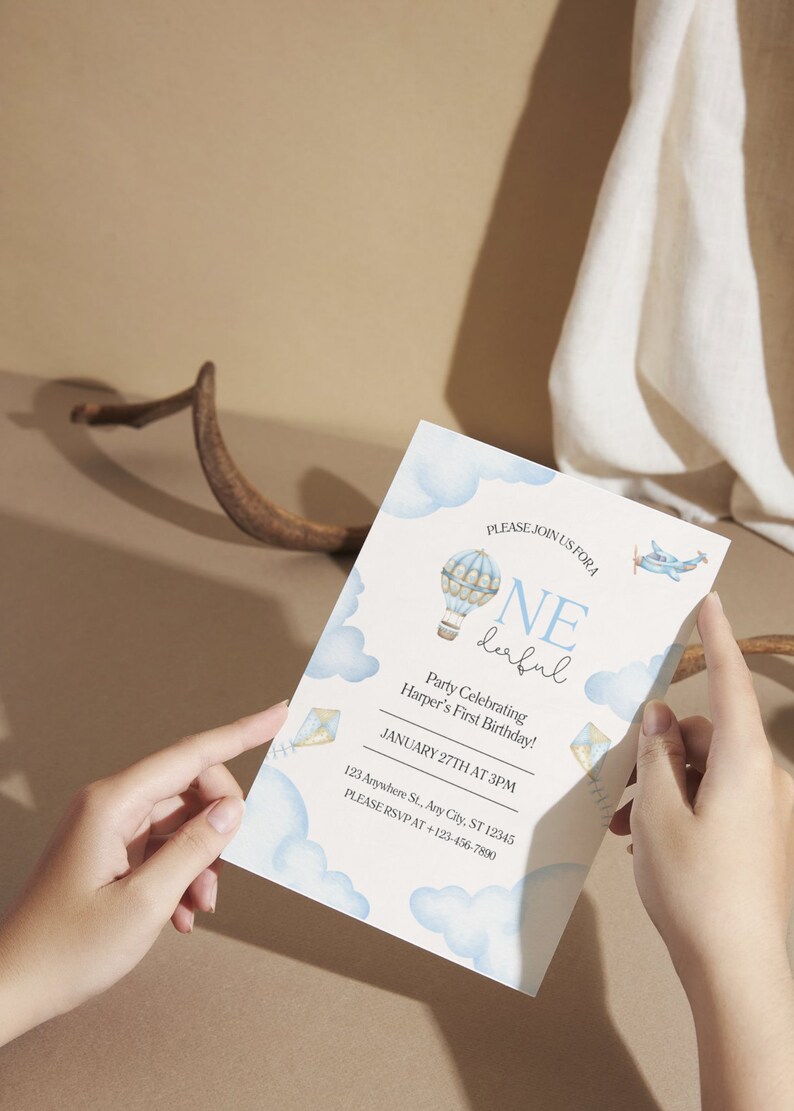 Sky Theme Birthday Invitation Customisable Invitation, Suitable for ...