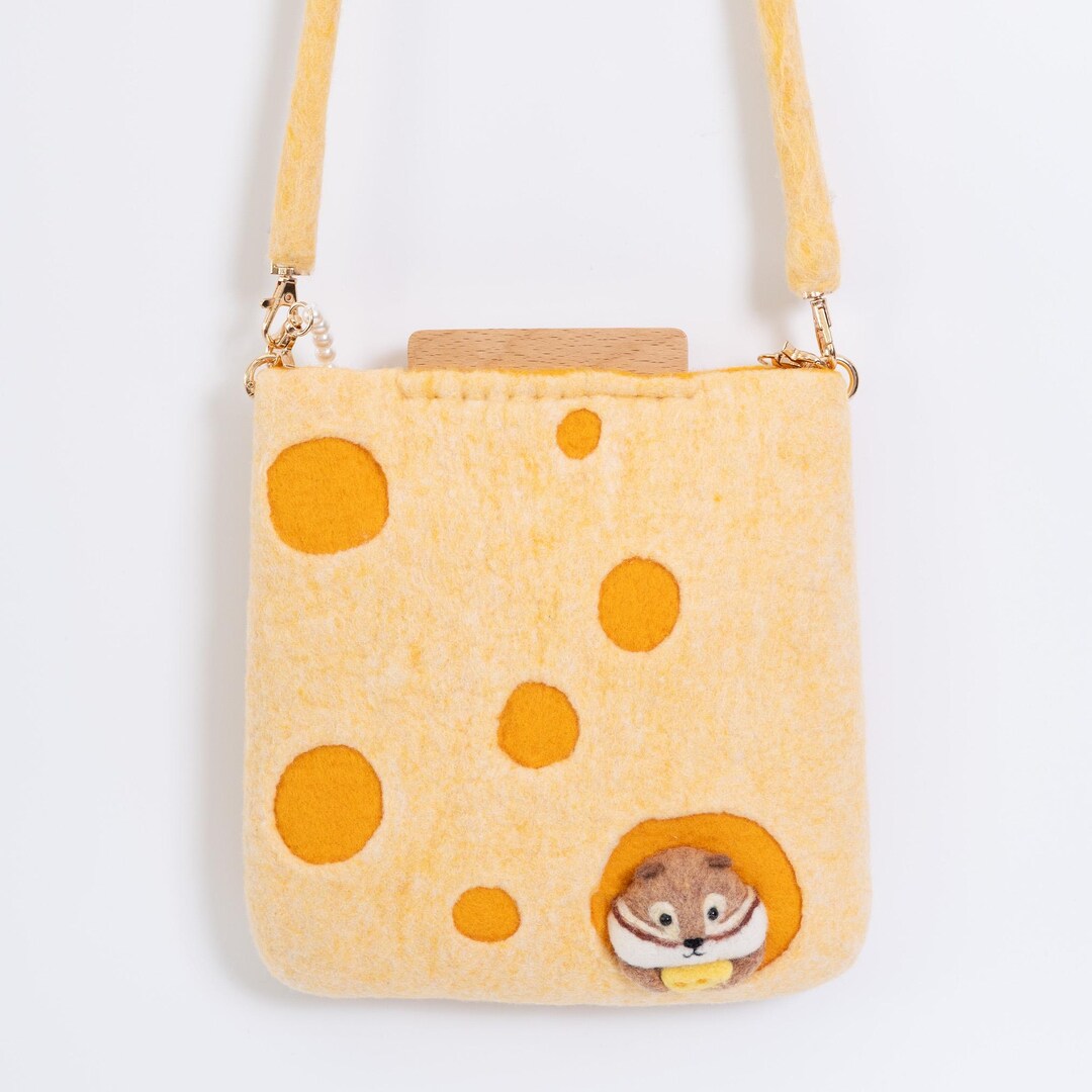Cute Wool Felt Cheese Purse With Chipmunk Design - Etsy