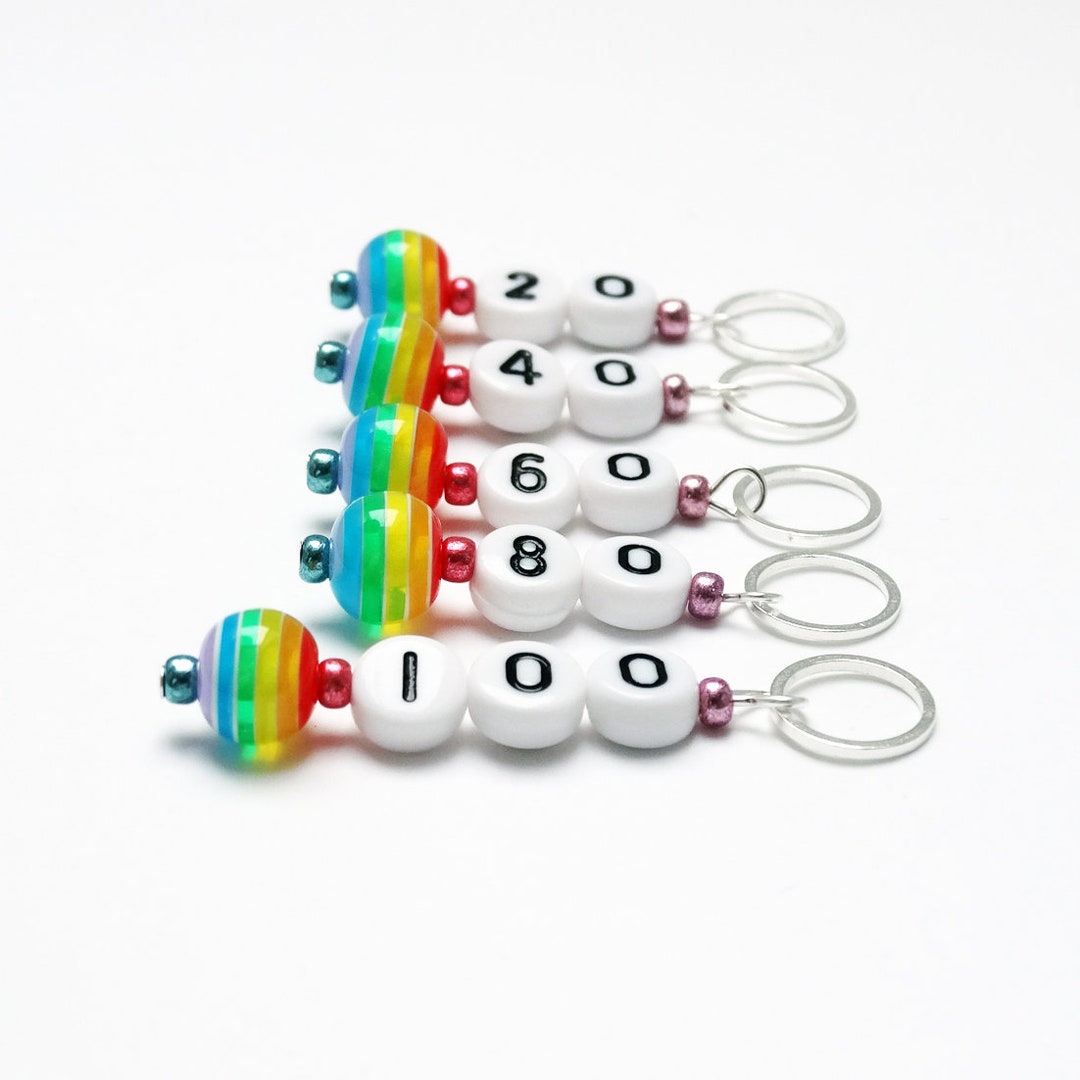 Number Stitch Marker - Rainbow Cast on Numbered Counting Crochet Stitch ...