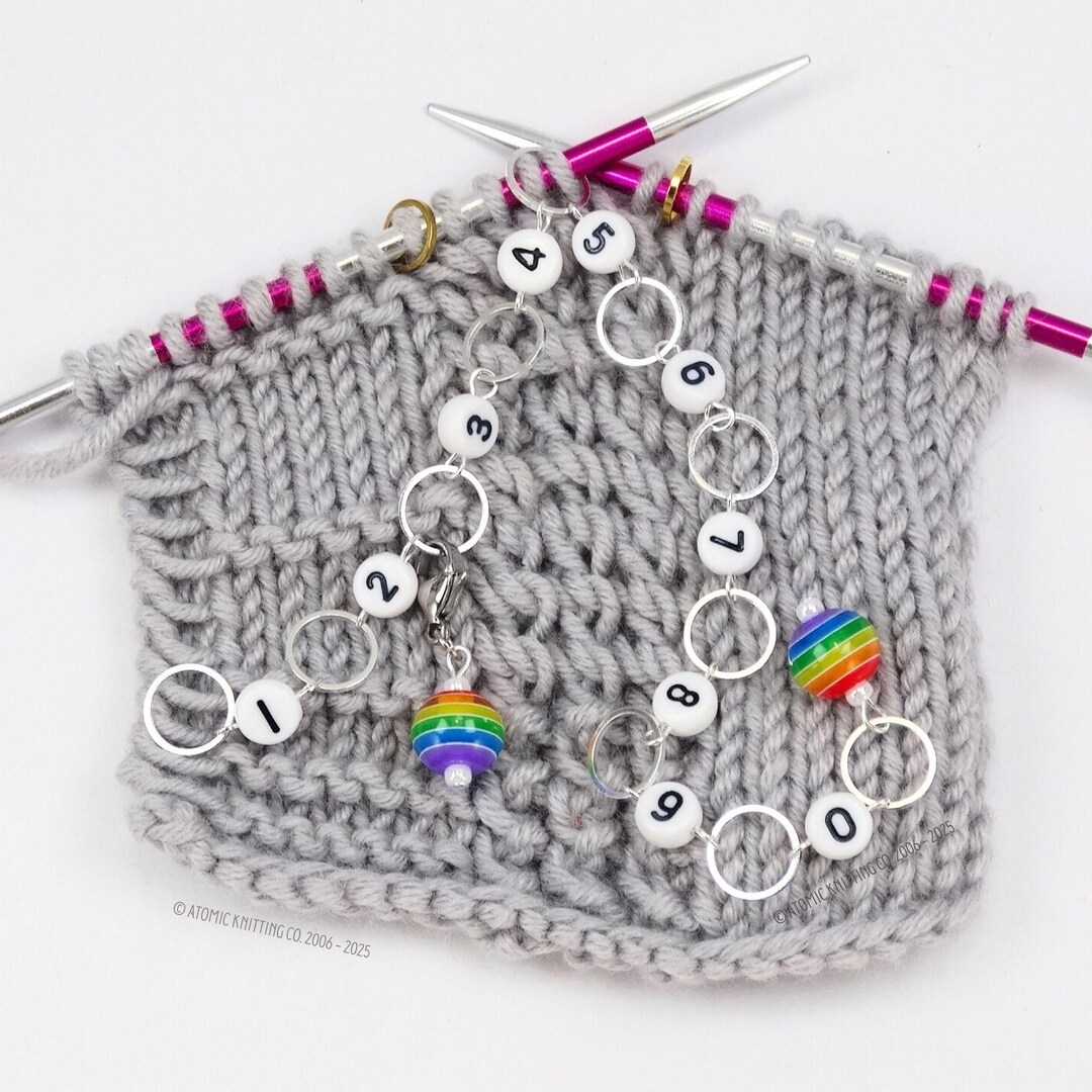 Row Counter Chain - Rainbow Stripe - Numbered Knitting Row Counting ...