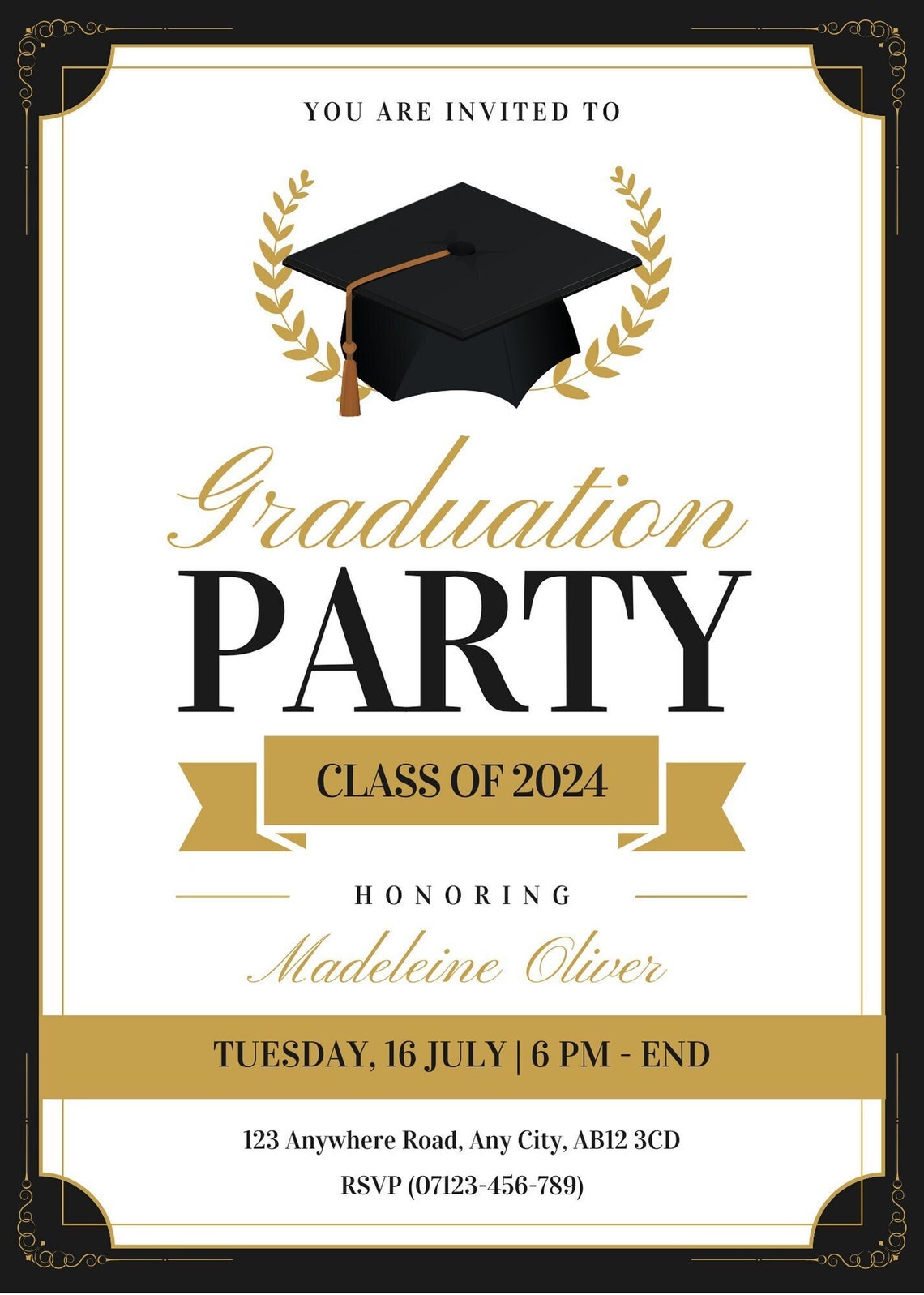 Personalized Graduation Invitation, Summer Theme, Digital Template PDF ...
