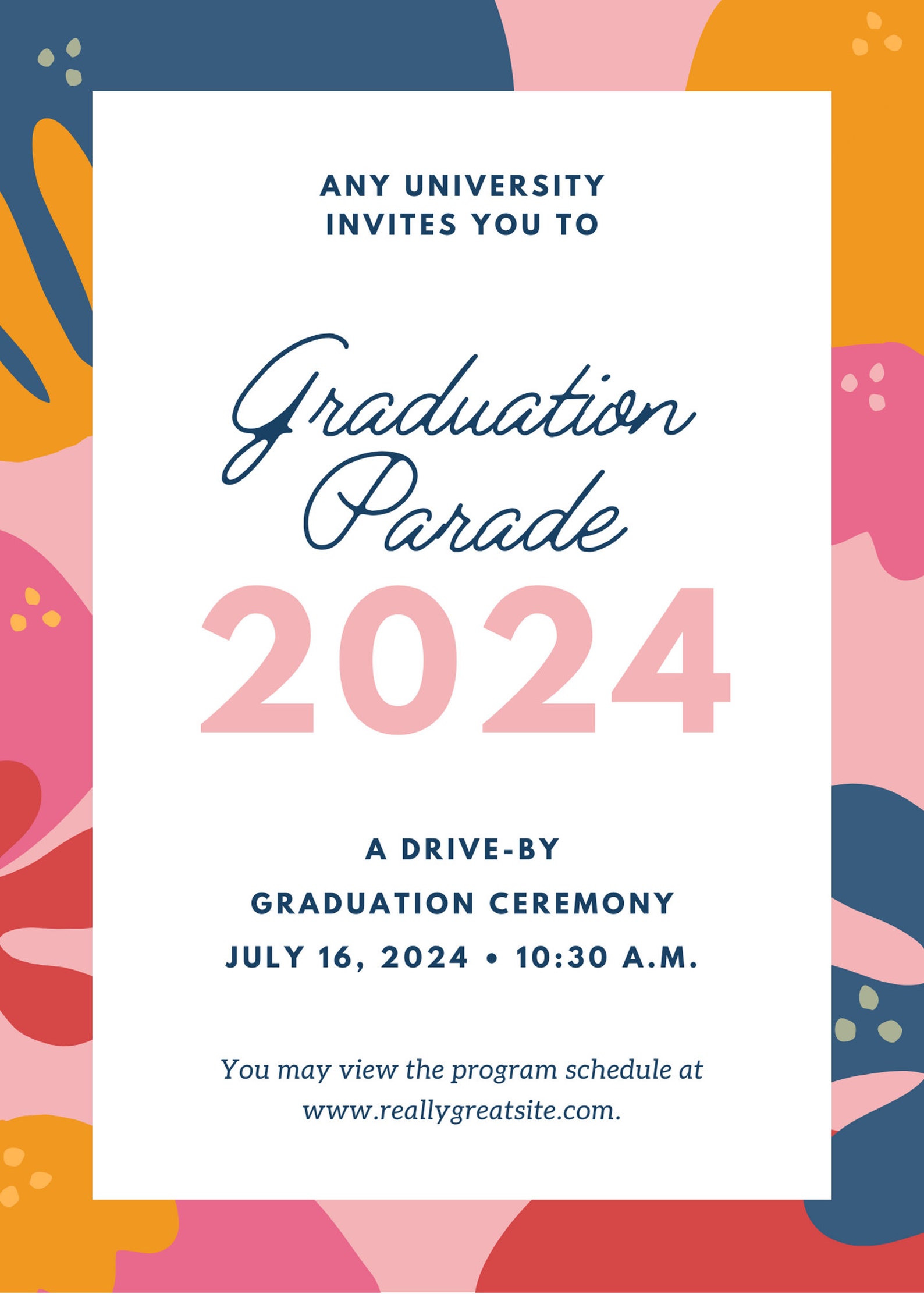 Personalized Graduation Invitation, Summer Theme, Digital Template PDF ...