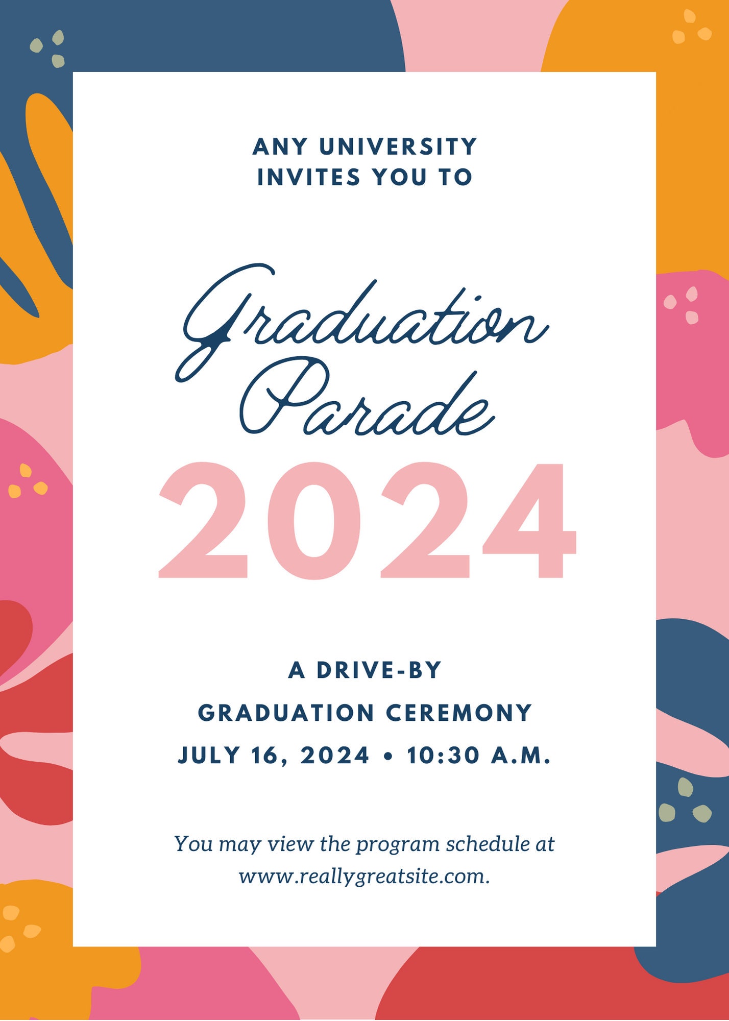 Personalized Graduation Invitation, Summer Theme, Digital Template PDF ...