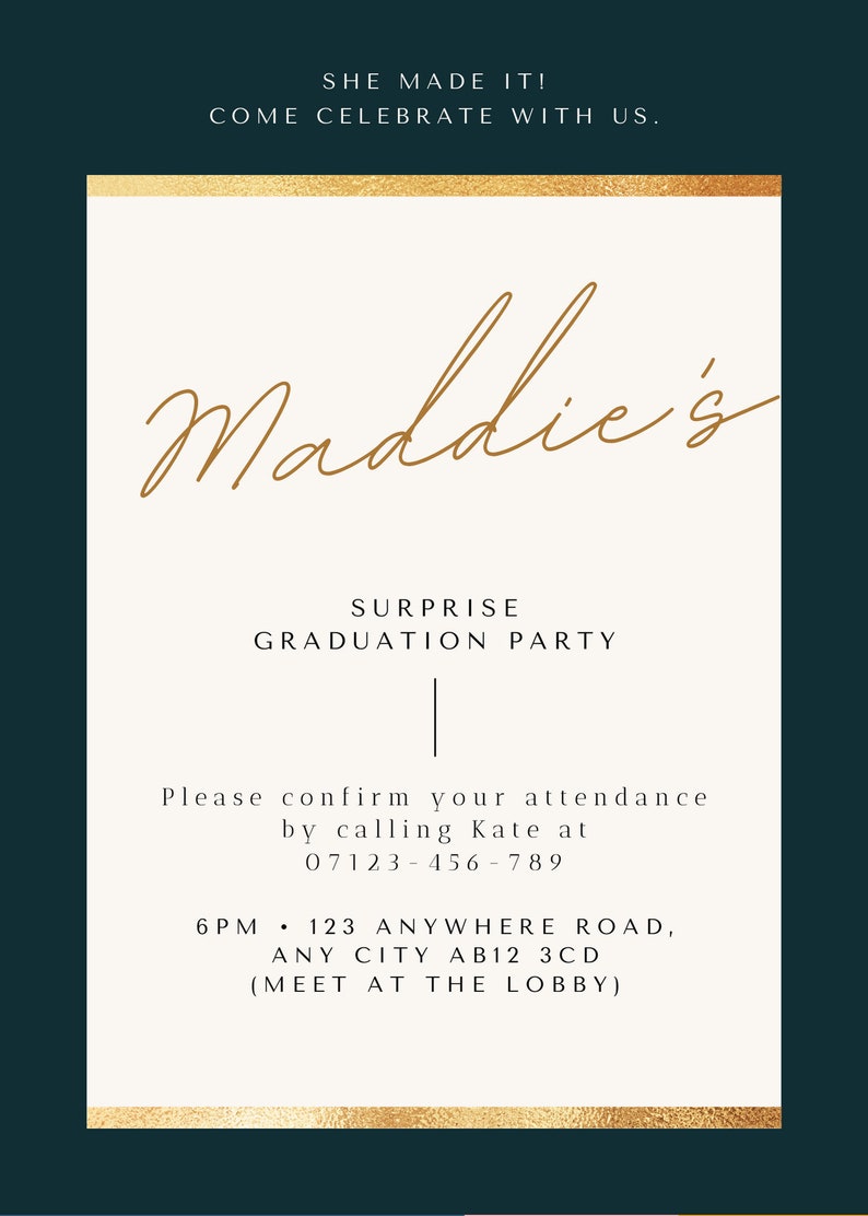 Personalized Graduation Invitation, Summer Theme, Digital Template PDF ...