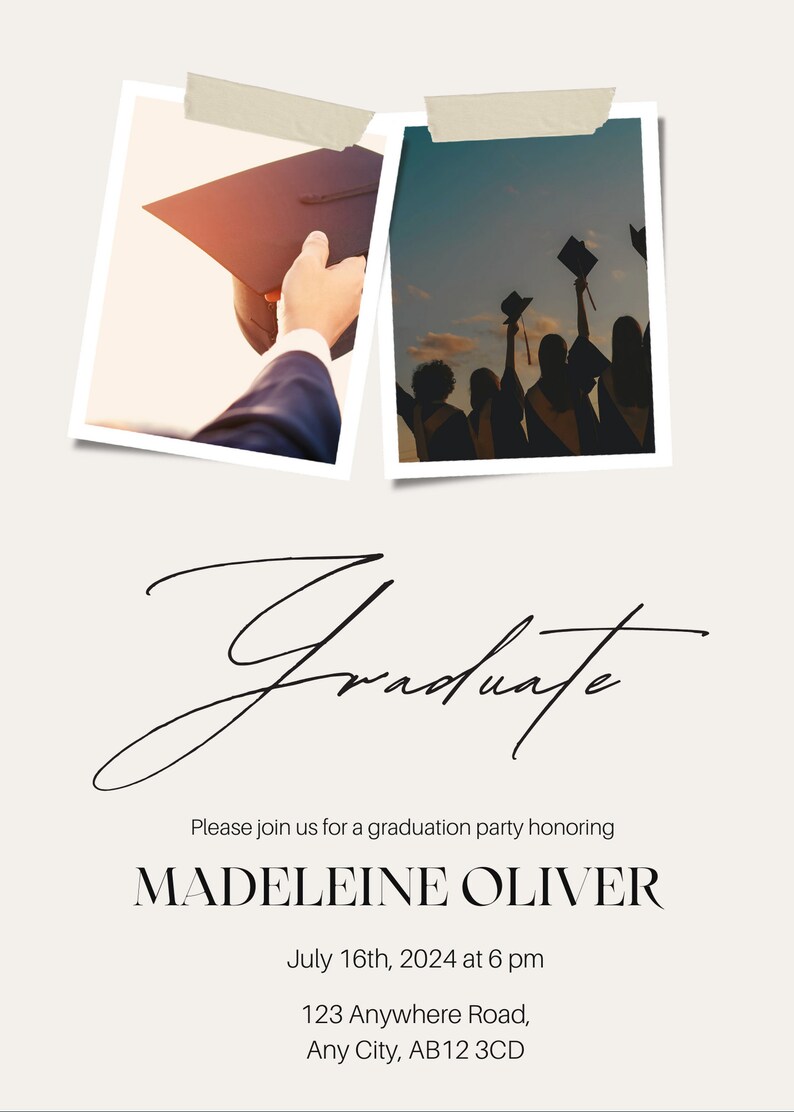 Personalized Graduation Invitation, Summer Theme, Digital Template PDF ...