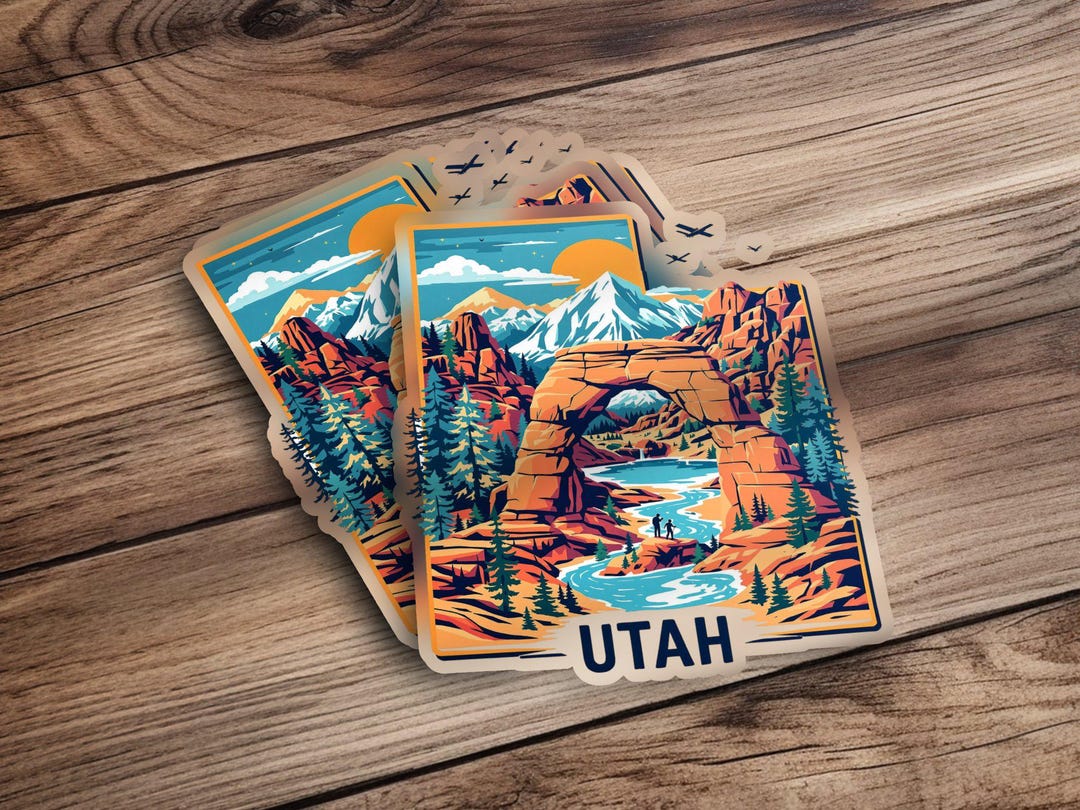 Vintage Utah National Park Sticker Pack, Outdoor Adventure Vinyl ...