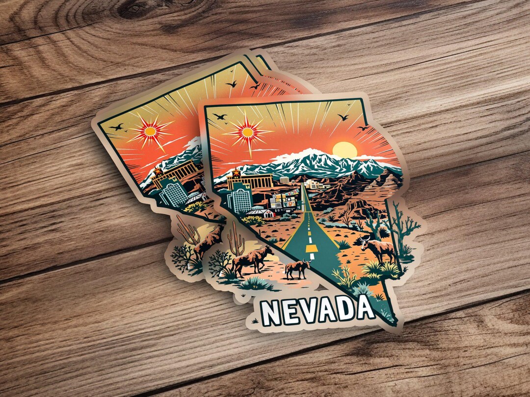 Nevada Adventure Sticker, Retro Travel Decal, Scenic State Stickers ...