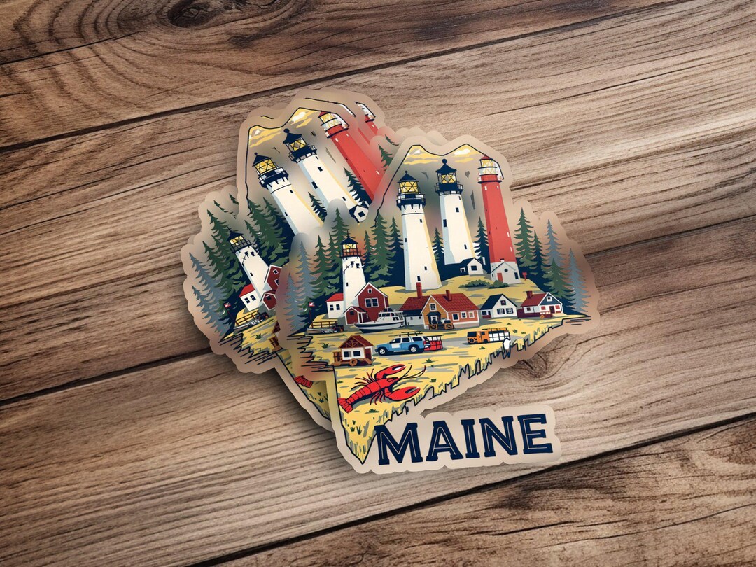Maine Lighthouse Sticker, Coastal Maine Stickers, Travel Souvenir ...