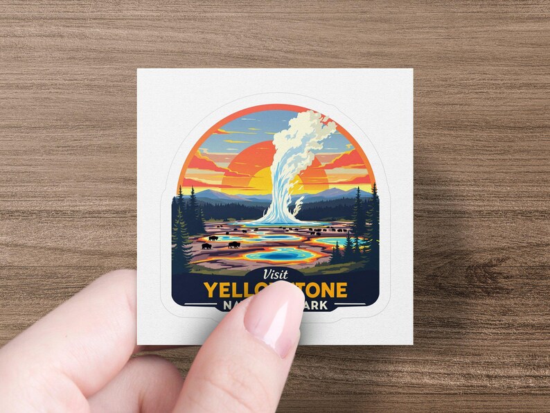 Visit Yellowstone National Park Sticker, Vintage Travel Decal, Perfect ...
