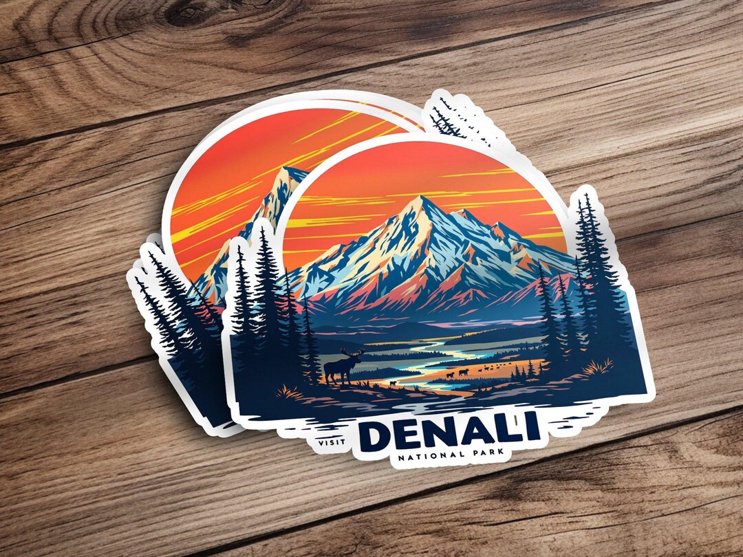 Denali National Park Sticker, Mountain Vinyl Decal, Outdoor Adventure ...