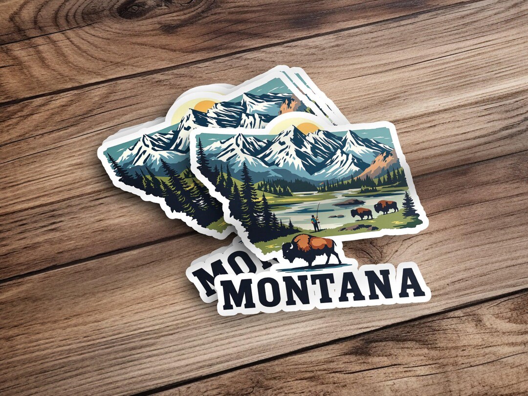 Montana Mountain Range Stickers Pack, Scenic Nature Landscape ...