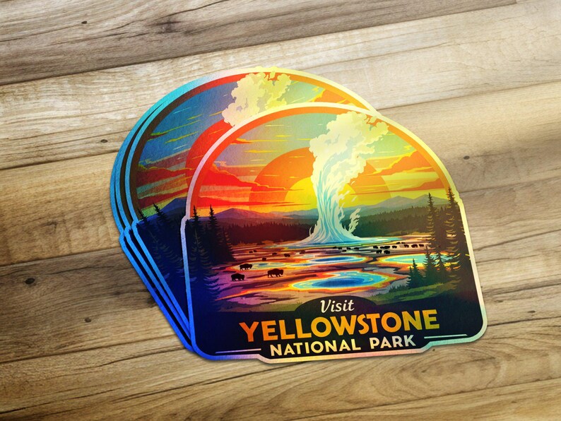 Visit Yellowstone National Park Sticker, Vintage Travel Decal, Perfect ...