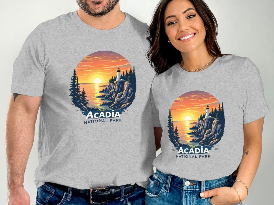 Visit Acadia National Park T-shirt, Sunset Lighthouse Graphic Tee ...