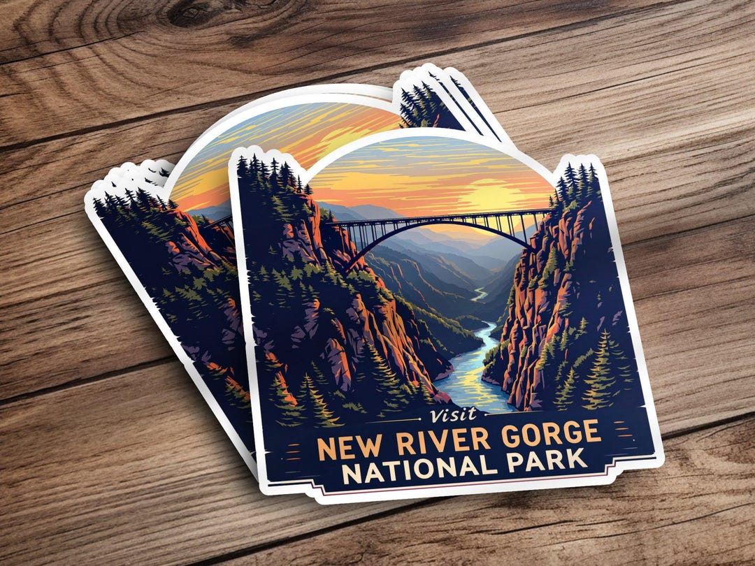 Scenic New River Gorge National Park Sticker, Outdoors Adventure ...
