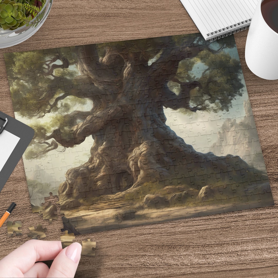 Mystical Ancient Tree Large Jigsaw Puzzle, Fantasy Forest Landscape ...