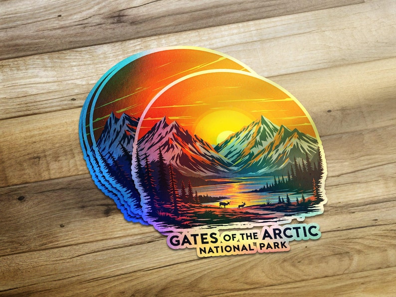 Gates of the Arctic National Park Sticker, Mountain Landscape Decal ...
