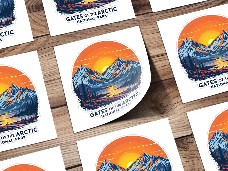 Gates of the Arctic National Park Sticker, Mountain Landscape Decal ...