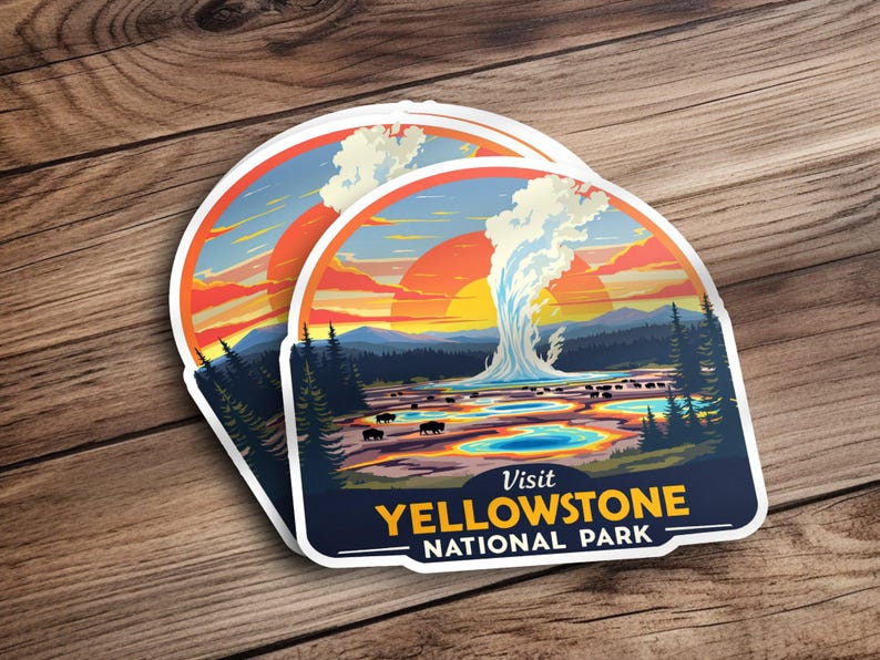 Visit Yellowstone National Park Sticker, Vintage Travel Decal, Perfect ...
