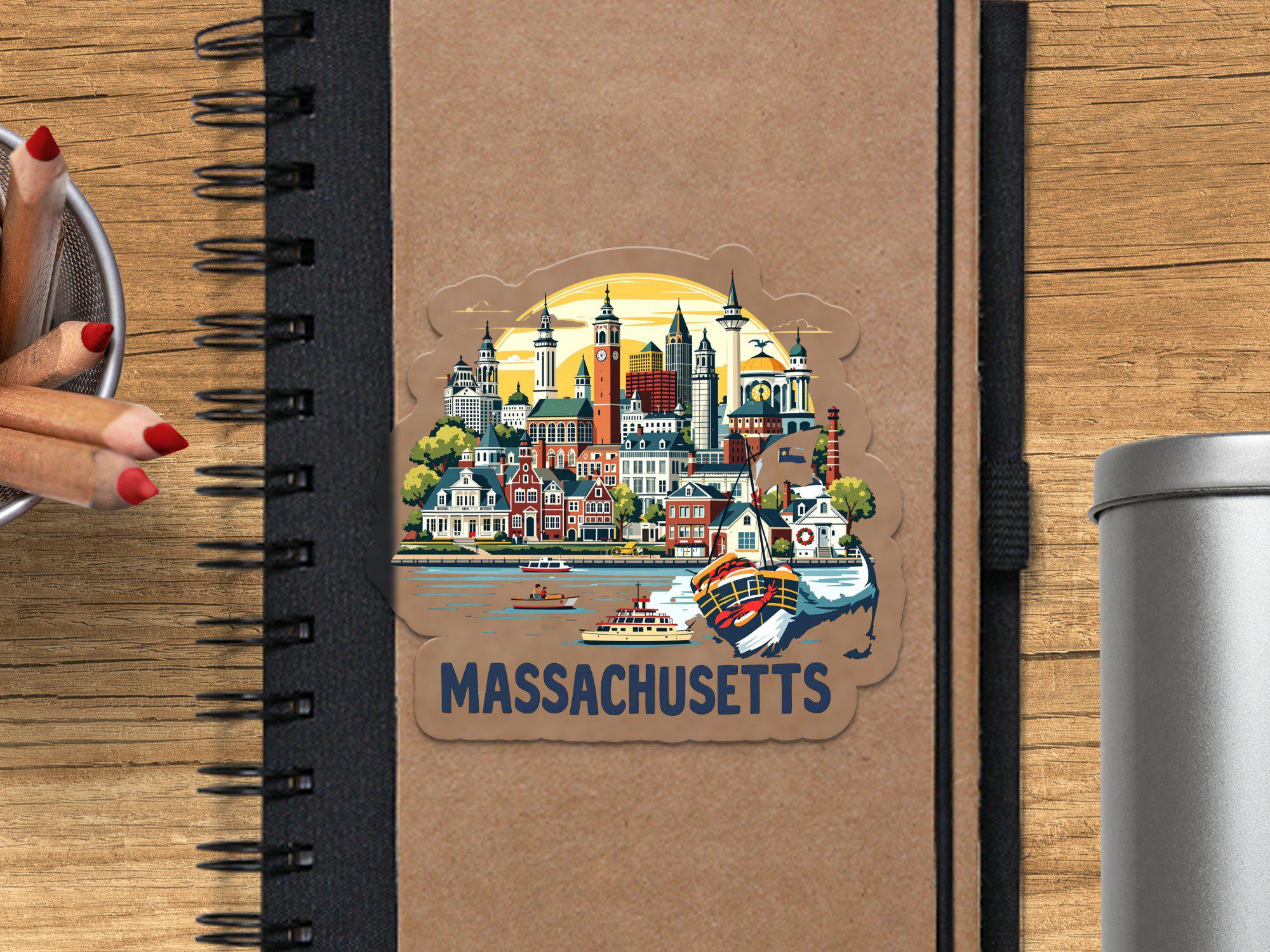 Massachusetts State Sticker Pack, Illustrated Massachusetts Decal, New ...
