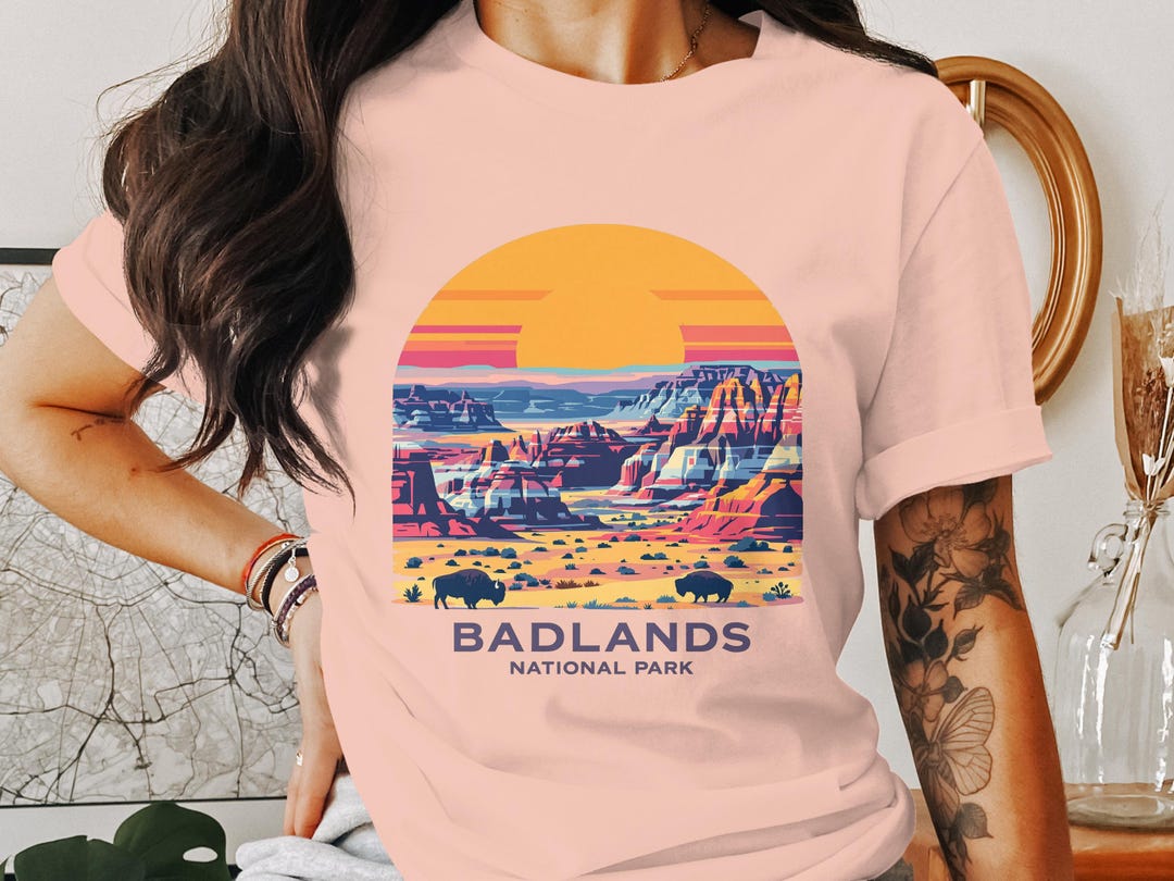 Vintage Badlands National Park T Shirt, National Park Graphic Tee ...