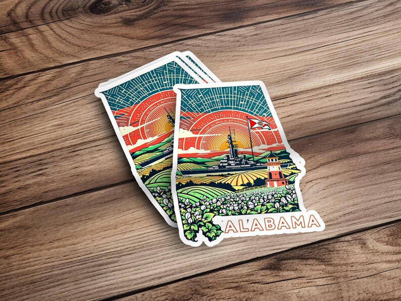 Alabama State Sticker, Vintage Travel Decal, USA State Souvenir, Retro ...