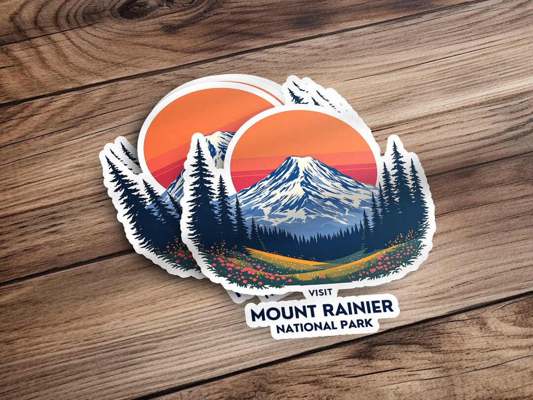 Visit Mount Rainier National Park Sticker, Adventure Hiking Nature ...