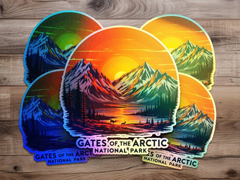 Gates of the Arctic National Park Sticker, Mountain Landscape Decal ...