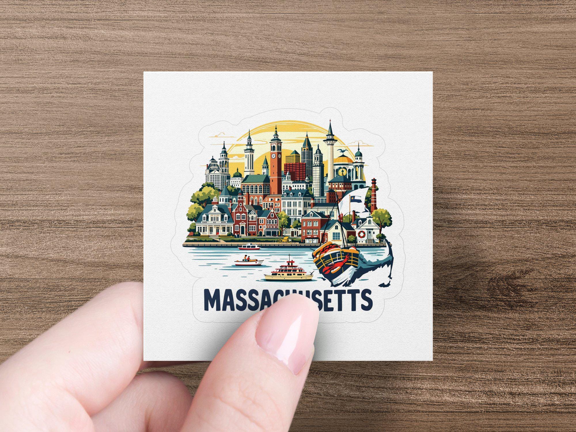 Massachusetts State Sticker Pack, Illustrated Massachusetts Decal, New ...