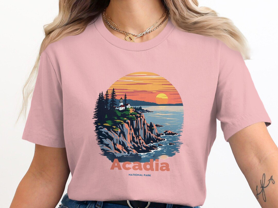 Acadia National Park T-shirt, Vintage Acadia Tee, Sunset Coastal ...